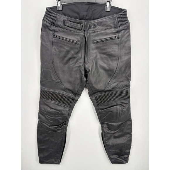 Pants | Bilt Racing Mens Armored Leather Motorcycle Black Riding Pants ...